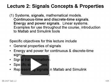 PPT – Lecture 2: Signals Concepts PowerPoint presentation | free to ...