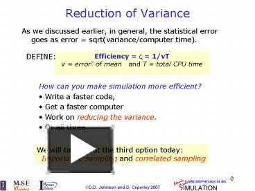 PPT – Reduction of Variance PowerPoint presentation | free to view - id ...