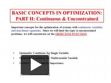 BASIC CONCEPTS IN OPTIMIZATION: PART II: Continuous presentation | free ...