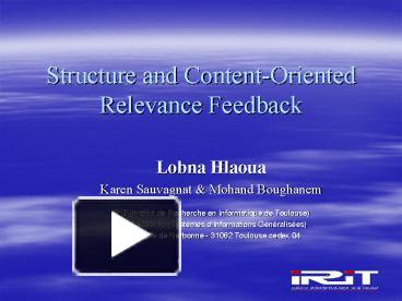 PPT – Structure and ContentOriented Relevance Feedback PowerPoint ...