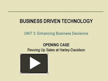 PPT – BUSINESS DRIVEN TECHNOLOGY PowerPoint presentation | free to view ...