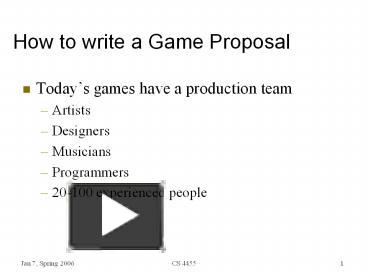How to write a Game Proposal presentation | free to download