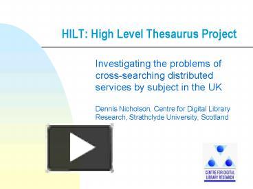 PPT – HILT: High Level Thesaurus Project PowerPoint presentation | free ...
