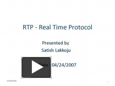 RTP Real Time Protocol presentation | free to download