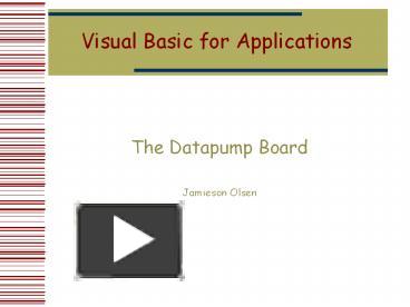 PPT – Visual Basic for Applications PowerPoint presentation | free to ...