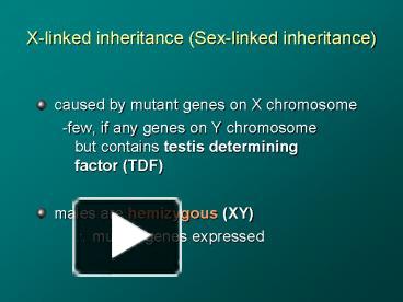 PPT – Xlinked inheritance Sexlinked inheritance PowerPoint presentation ...