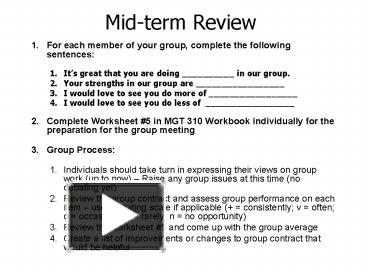 PPT – Midterm Review PowerPoint presentation | free to download - id ...