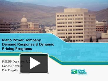 PPT – Idaho Power Company Demand Response PowerPoint presentation ...