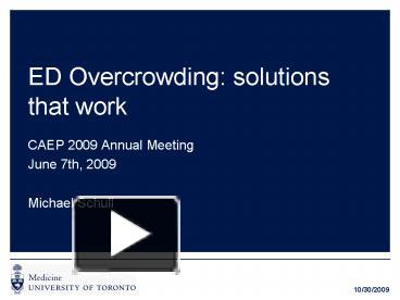 ED Overcrowding: solutions that work presentation | free to view