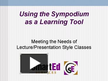 Using the Sympodium as a Learning Tool presentation | free to view