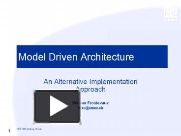 PPT – Model Driven Architecture PowerPoint presentation | free to ...