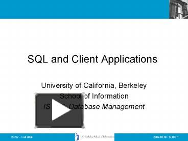 PPT – SQL and Client Applications PowerPoint presentation | free to ...