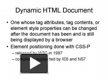 Dynamic HTML Document presentation | free to view
