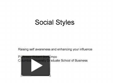 Social Styles presentation | free to view