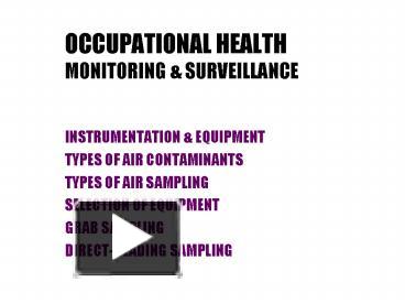OCCUPATIONAL HEALTH MONITORING presentation | free to view