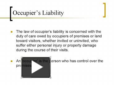Occupiers Liability presentation | free to view
