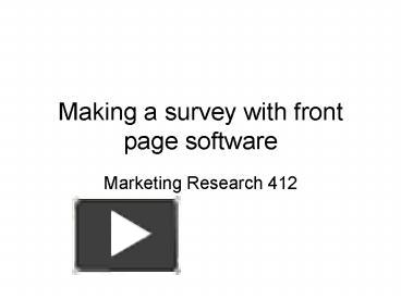 Making a survey with front page software presentation | free to view