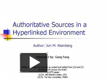 PPT – Authoritative Sources in a Hyperlinked Environment PowerPoint ...