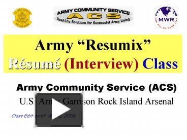 PPT – Army Resumix Rsum Interview Class PowerPoint presentation | free ...