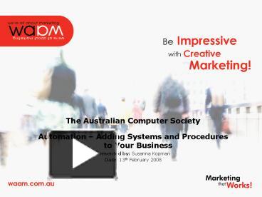 The Australian Computer Society presentation | free to view