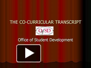 PPT – THE COCURRICULAR TRANSCRIPT PowerPoint presentation | free to ...