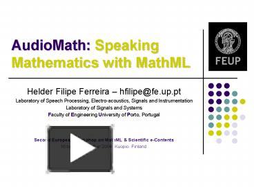 PPT – AudioMath: Speaking Mathematics with MathML PowerPoint ...