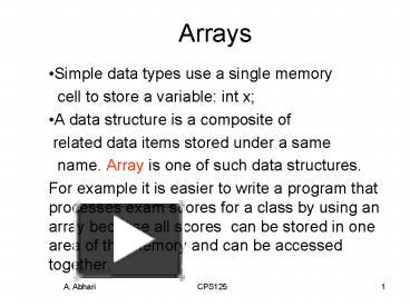 Arrays presentation | free to download