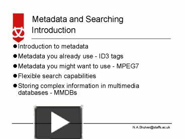 Introduction to metadata presentation | free to view