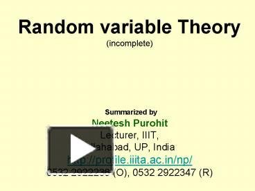 PPT – Random variable Theory incomplete PowerPoint presentation | free ...