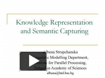 PPT – Knowledge Representation and Semantic Capturing PowerPoint ...
