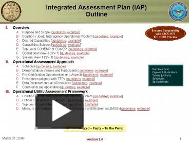 Integrated Assessment Plan IAP Outline presentation | free to view