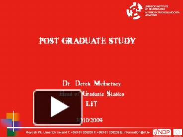POST GRADUATE STUDY presentation | free to view