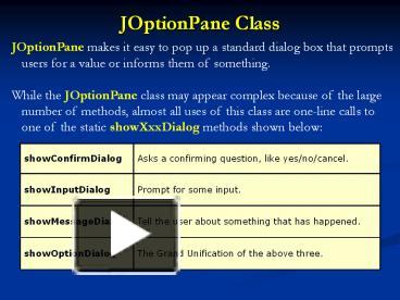 PPT – JOptionPane Class PowerPoint presentation | free to download - id ...