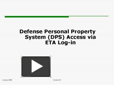 Defense Personal Property System DPS Access via ETA Login presentation ...