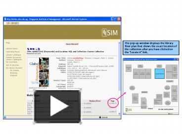 The pop up window displays the library presentation | free to view