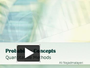 PPT – Probability Concepts PowerPoint presentation | free to view - id ...