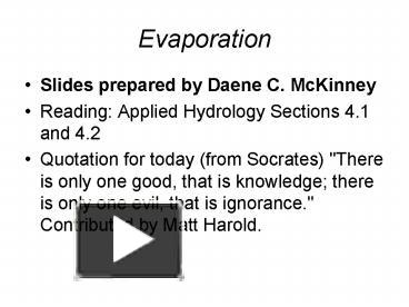 Evaporation presentation | free to view