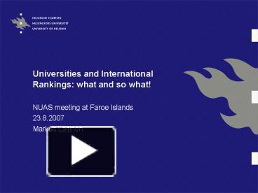 Universities and International Rankings: what and so what presentation ...