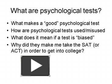 What are psychological tests presentation | free to view