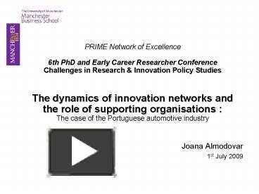 PRIME Network of Excellence 6th PhD and Early Career Researcher ...