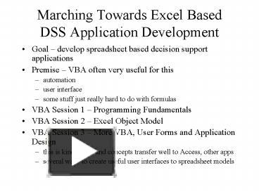 PPT – Marching Towards Excel Based DSS Application Development ...