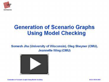 Generation of Scenario Graphs Using Model Checking presentation | free ...