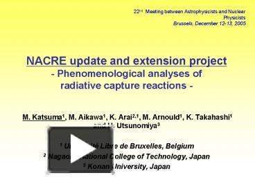 PPT – NACRE update and extension project Phenomenological analyses of ...