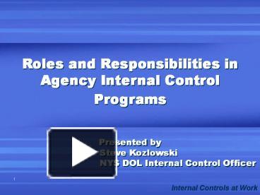DOL Internal Control Program presentation | free to view