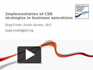 Implementation of CSR strategies in business operations presentation ...