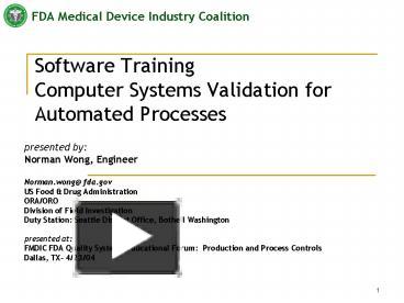 Software Training Computer Systems Validation for Automated Processes ...
