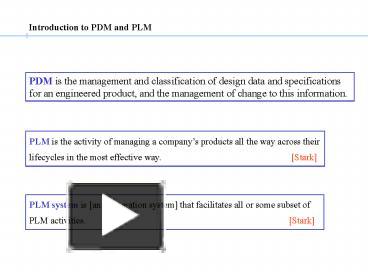 Introduction to PDM and PLM presentation | free to view