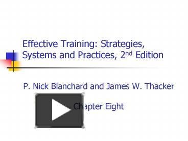 PPT – Effective Training: Strategies, Systems and Practices, 2nd ...