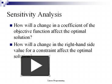 PPT – Sensitivity Analysis PowerPoint presentation | free to view - id ...