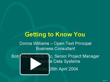 Getting to Know You presentation | free to view